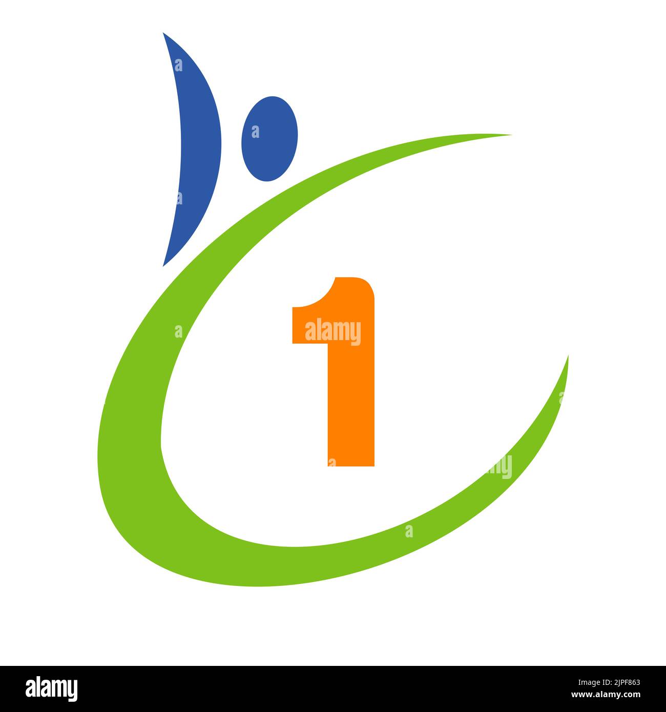 Human Health Logo On Letter 1. Letter 1 Health Care Logo. Bio Sign ...