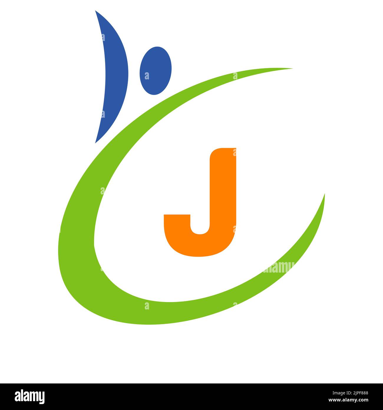 Human Health Logo On Letter J. Letter J Health Care Logo. Bio Sign ...