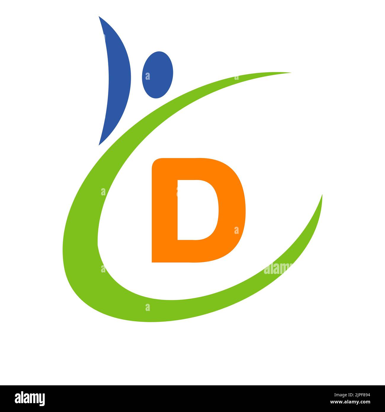 Human Health Logo On Letter D. Letter D Health Care Logo. Bio Sign ...