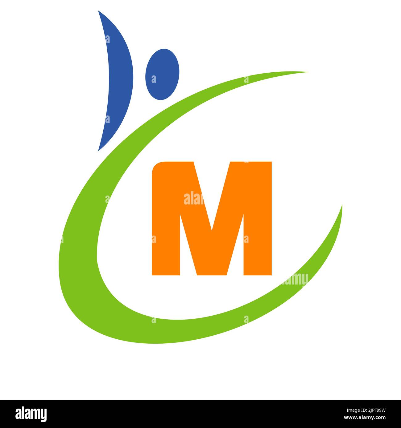 Human Health Logo On Letter M. Letter M Health Care Logo. Bio Sign ...