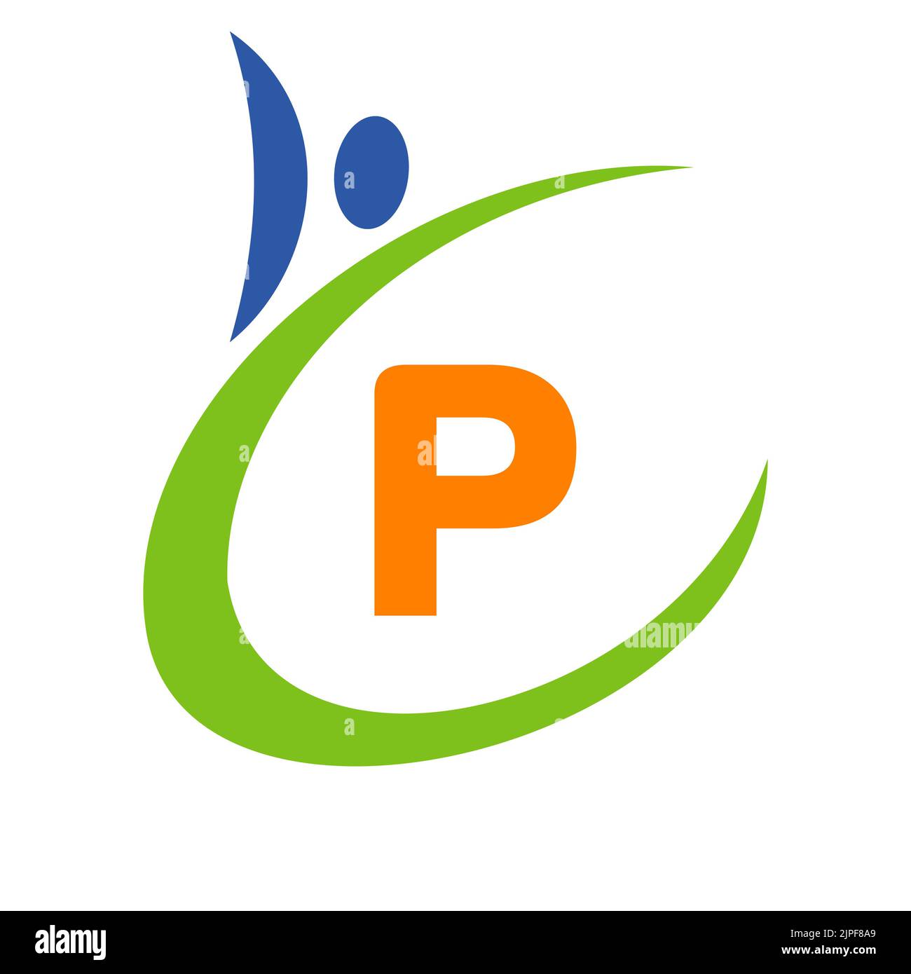 Human Health Logo On Letter P. Letter P Health Care Logo. Bio Sign ...