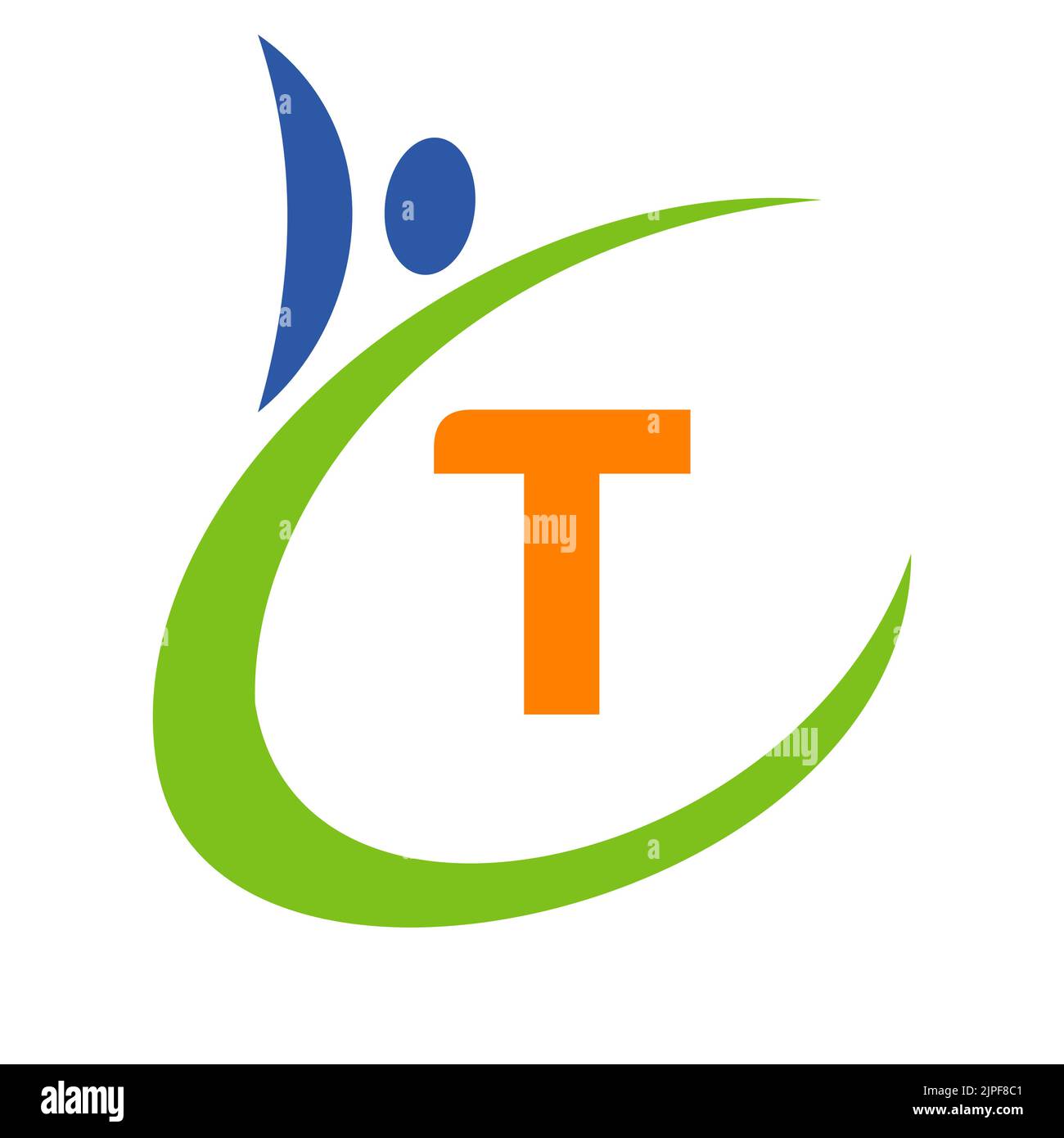 Human Health Logo On Letter T. Letter T Health Care Logo. Bio Sign ...