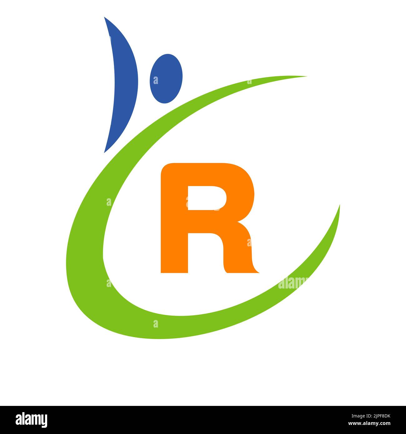 Human Health Logo On Letter R. Letter R Health Care Logo. Bio Sign ...