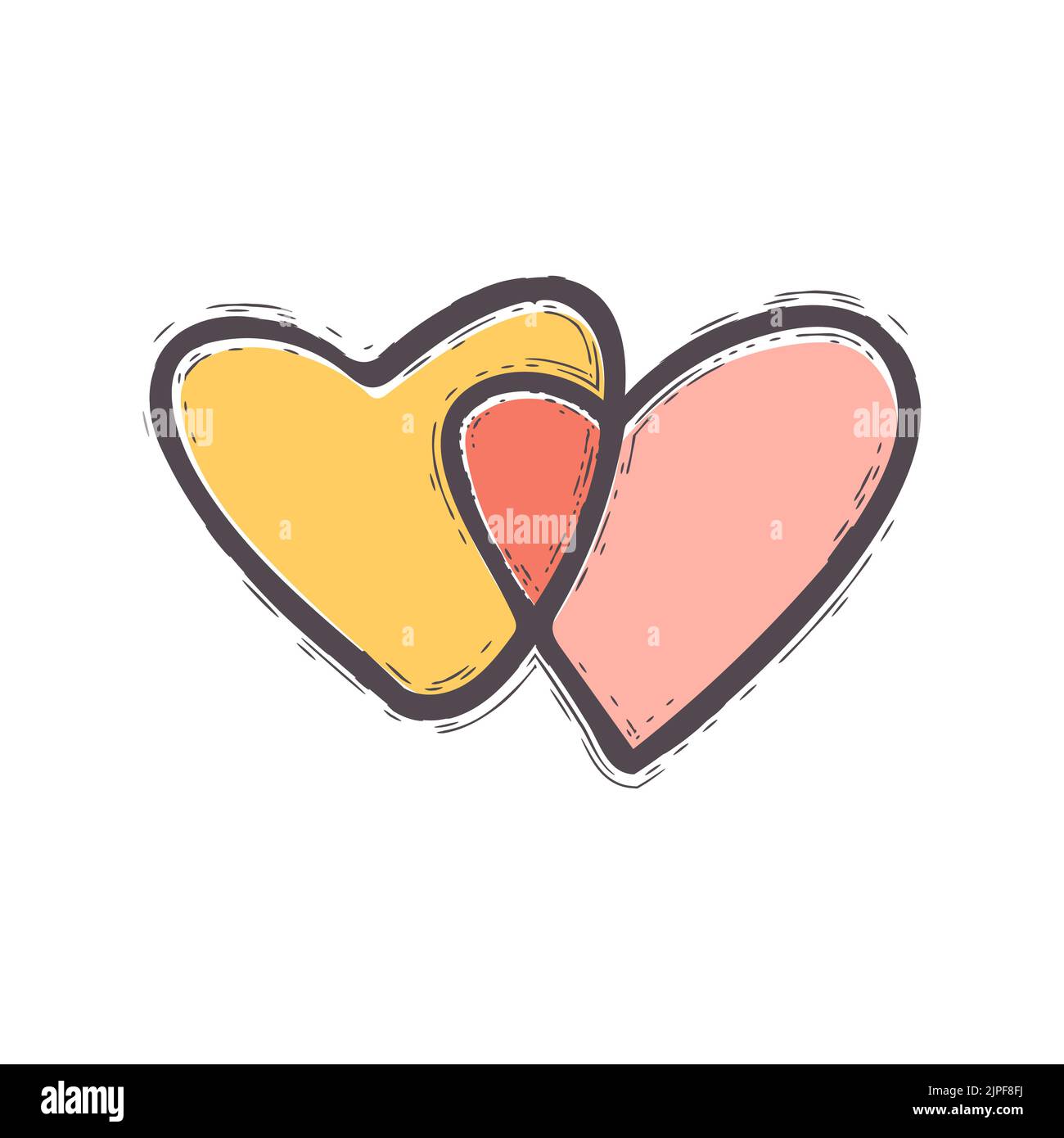 Two hearts icon doodle Stock Vector Images - Alamy