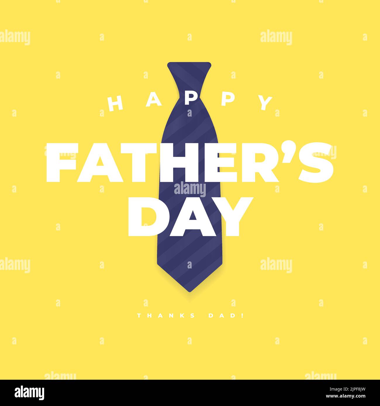 Happy Father’s Day with blue necktie on yellow background Stock Vector ...