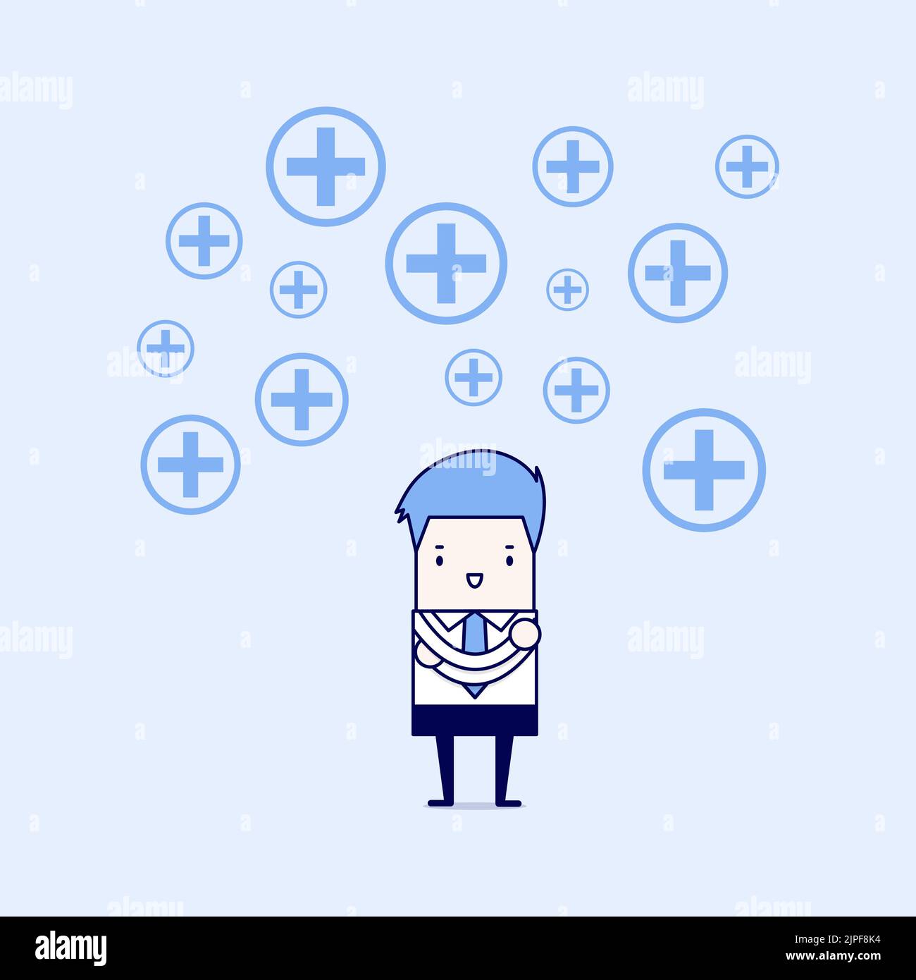 Businessman positive thinking. Cartoon character thin line style vector Stock Vector Image & Art ...