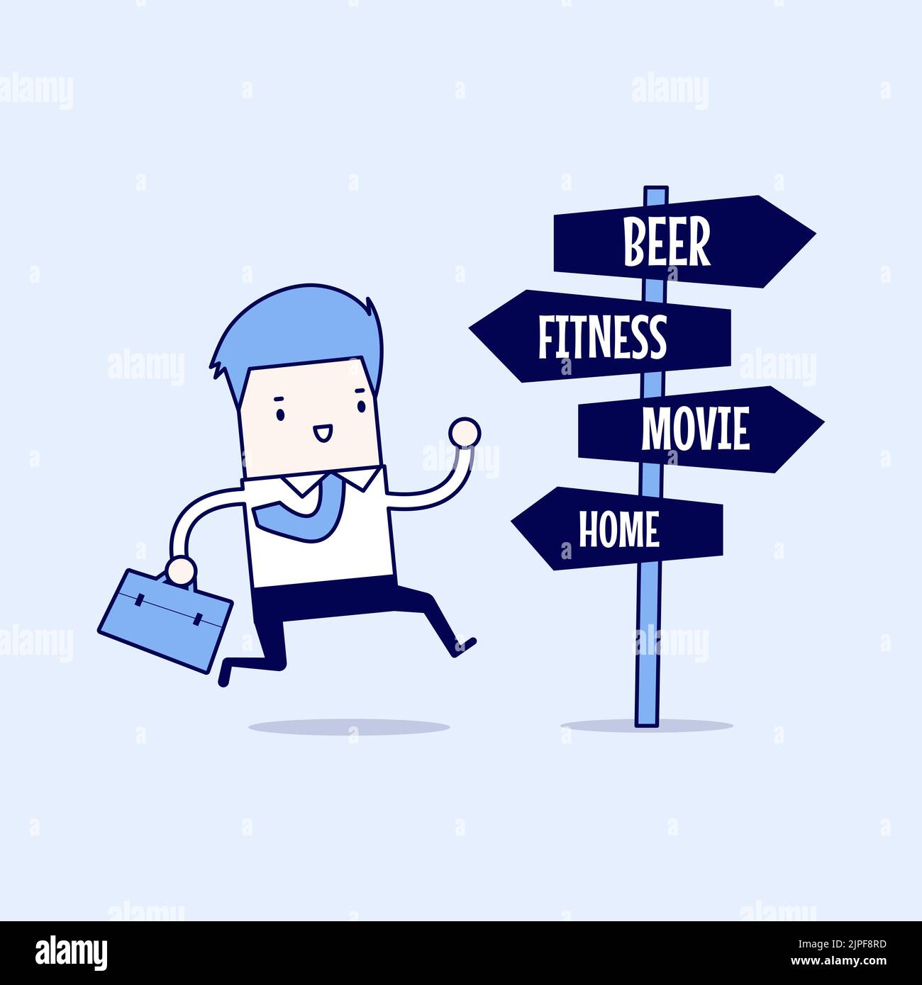 Businessman with destination to go after work. Cartoon character thin line style vector Stock ...