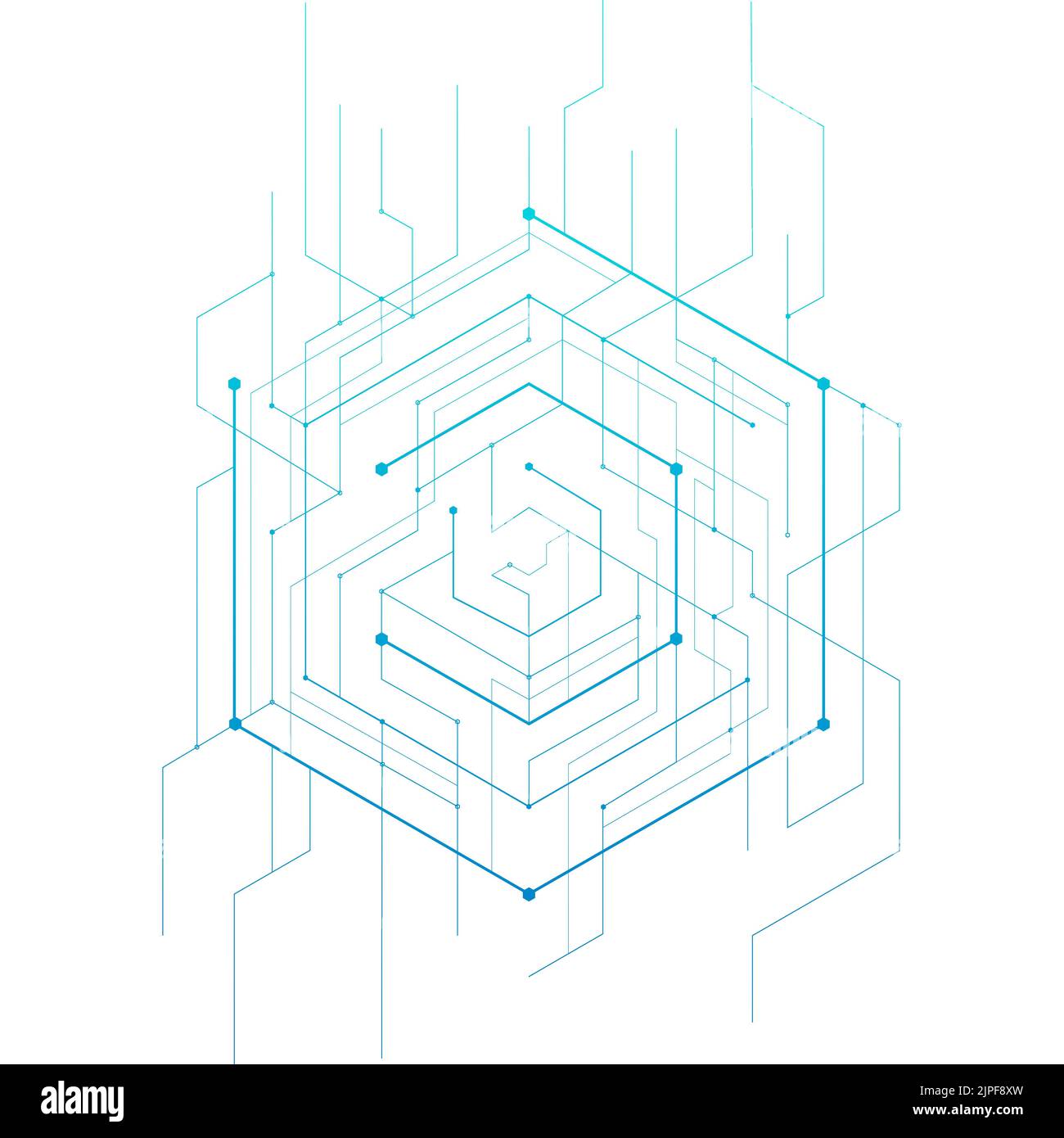 Abstract geometric hexagon. Lines and dots minimalistic design Stock ...