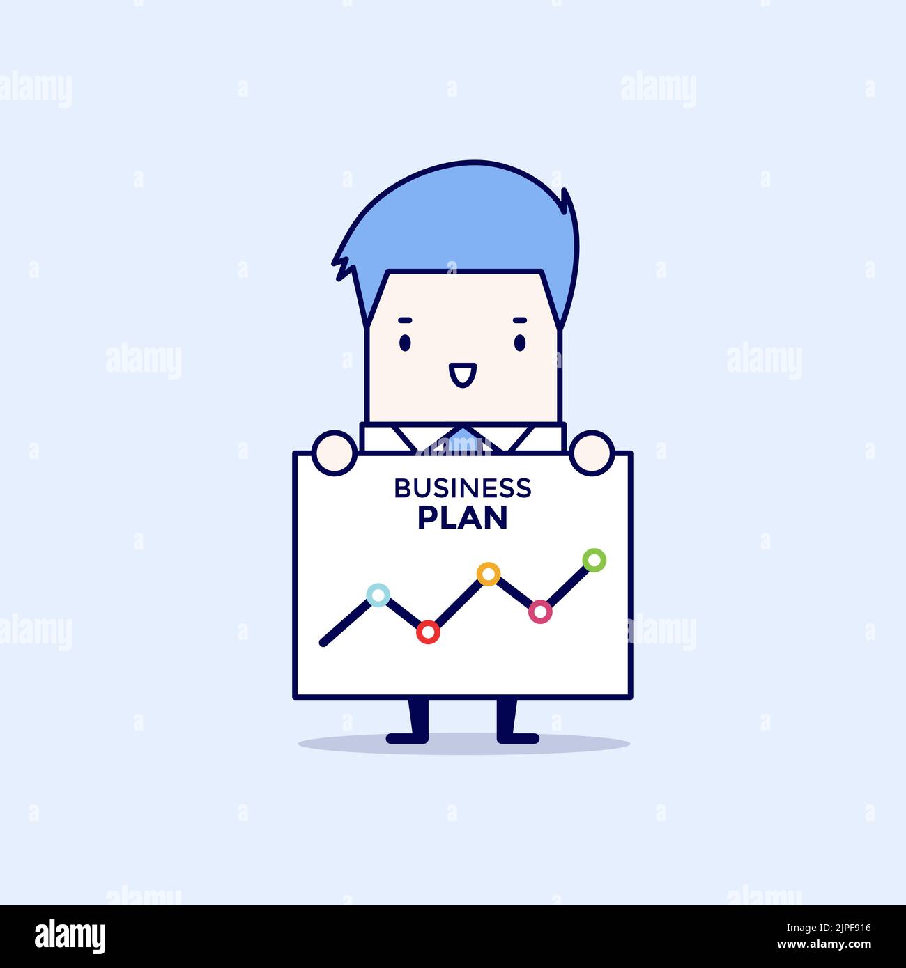 Businessman shows a business plan. Cartoon character thin line style vector Stock Vector Image ...