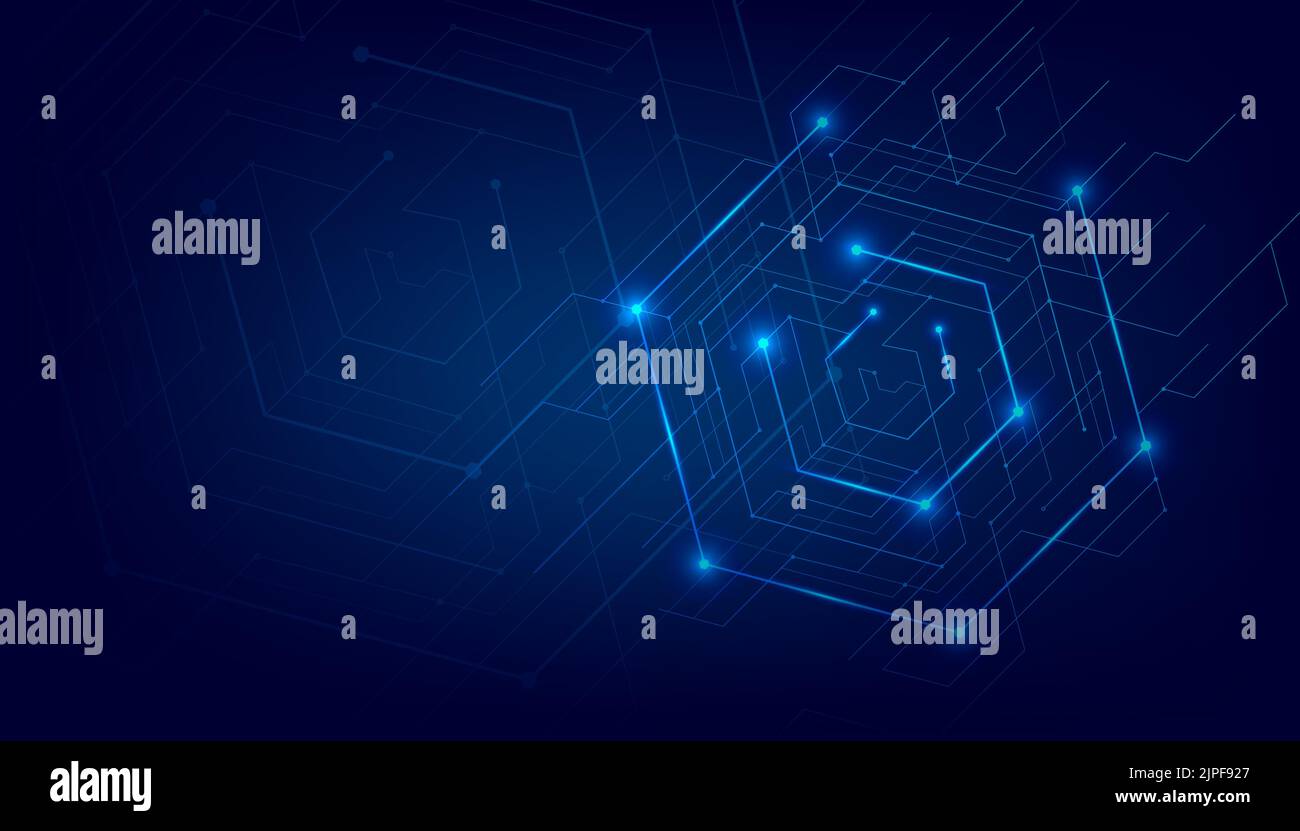 Abstract lines and dots connect background. Technology connection digital data and big data ...