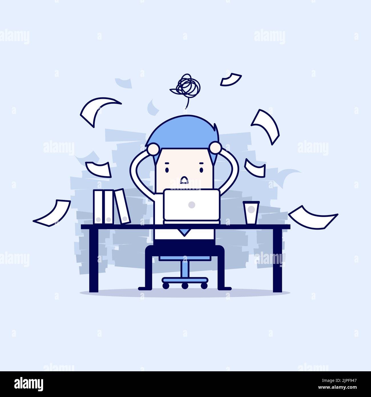 Busy time of businessman in hard working. A lot of work. Stress at work ...