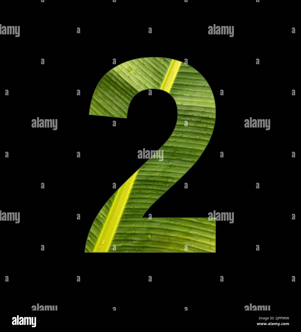 Number 2, digit on banana plant leaf background Stock Photo - Alamy