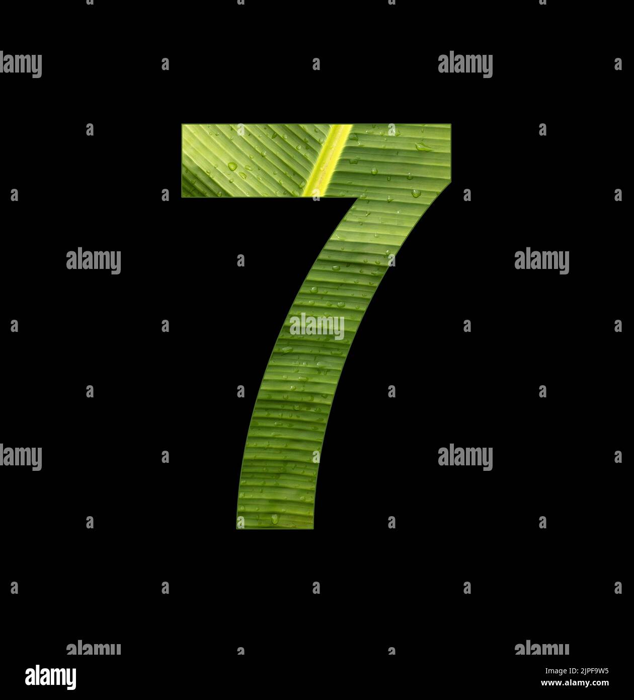 Number 7, digit on banana plant leaf background Stock Photo - Alamy