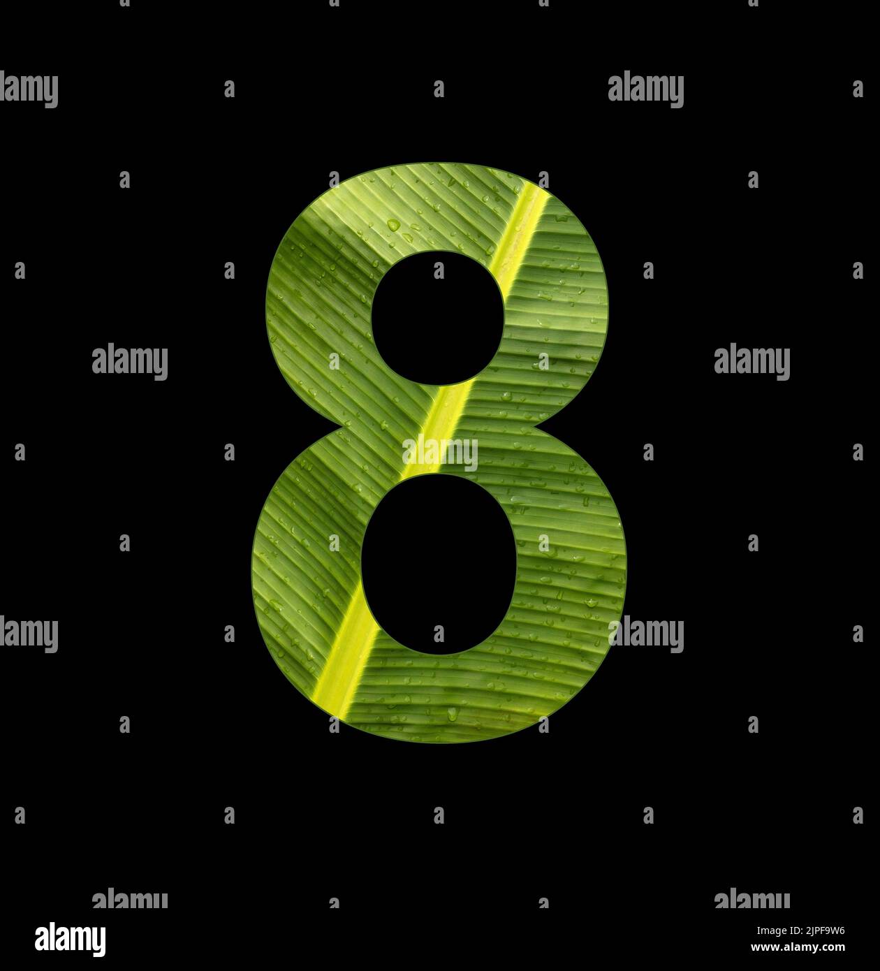 Number 8, digit on banana plant leaf background Stock Photo - Alamy