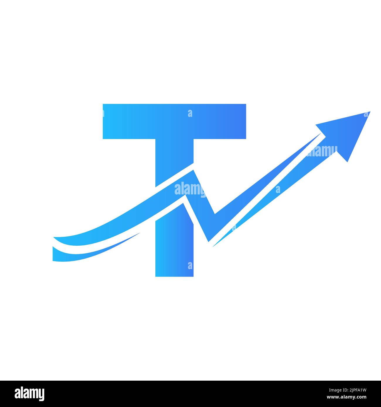 Letter T Financial Logo With Growth Arrow. Economy Logo Sign On ...