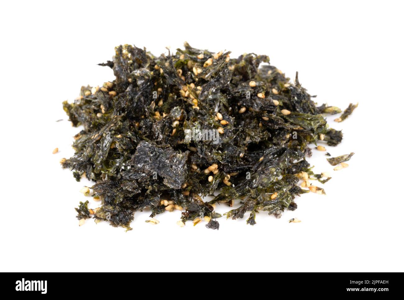 Crispy Nori Seaweed with sesame and sea salt isolated on a white ...