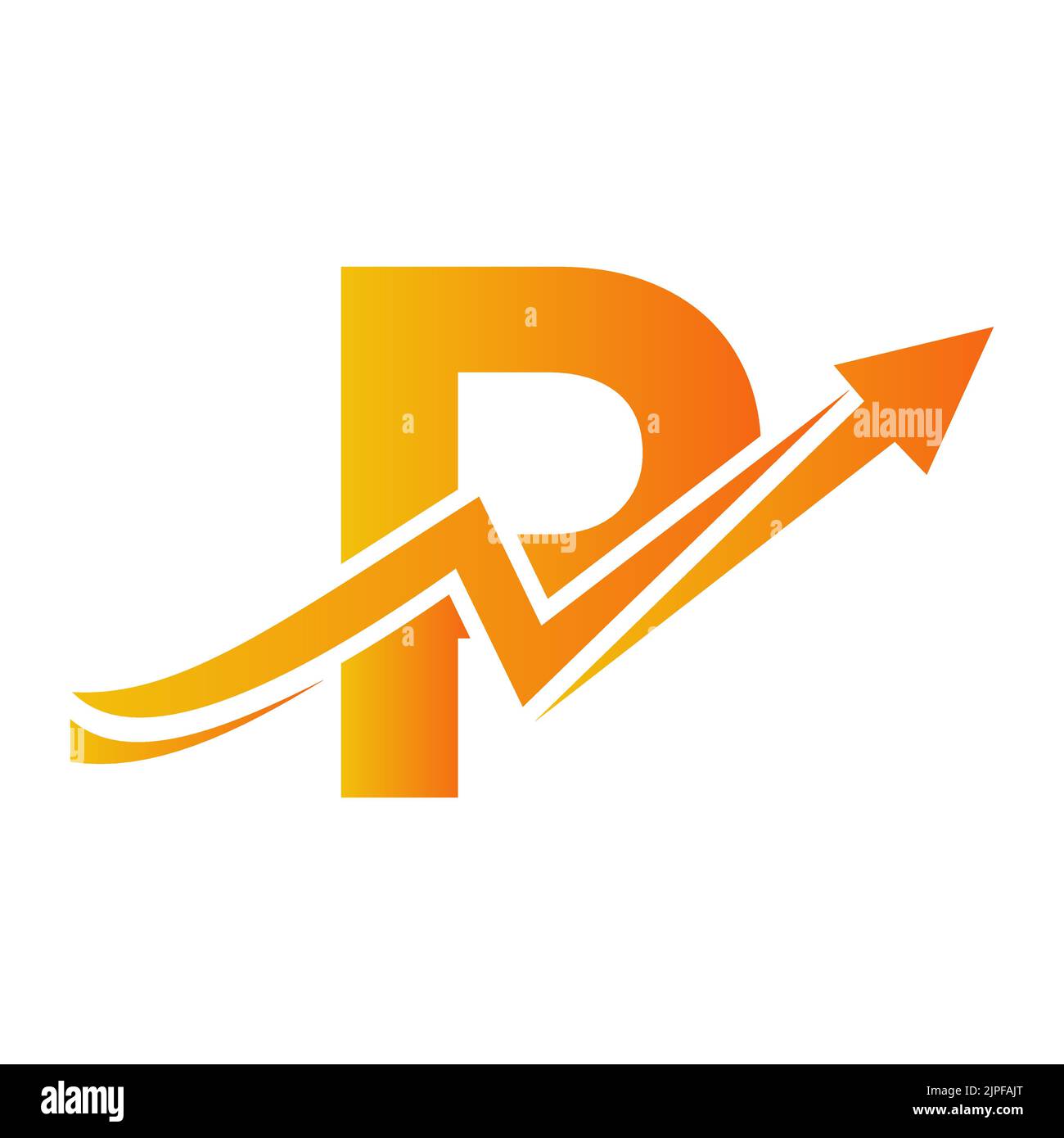 Letter P Financial Logo With Growth Arrow. Economy Logo Sign On ...