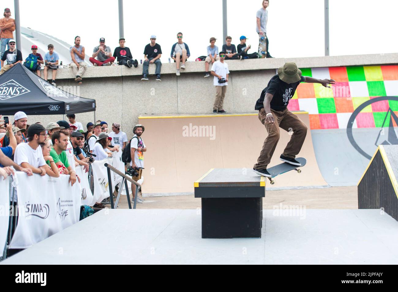Skateboard competition at Jackalope. Montreal Olympic stadium Stock ...