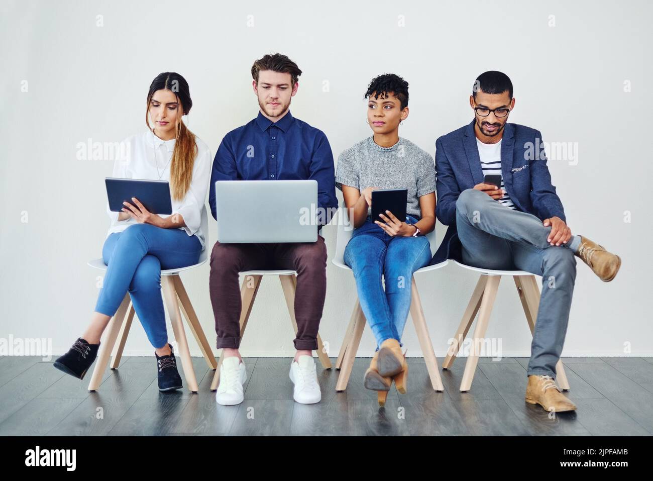 Technology is the future of business. a group of creative employees ...