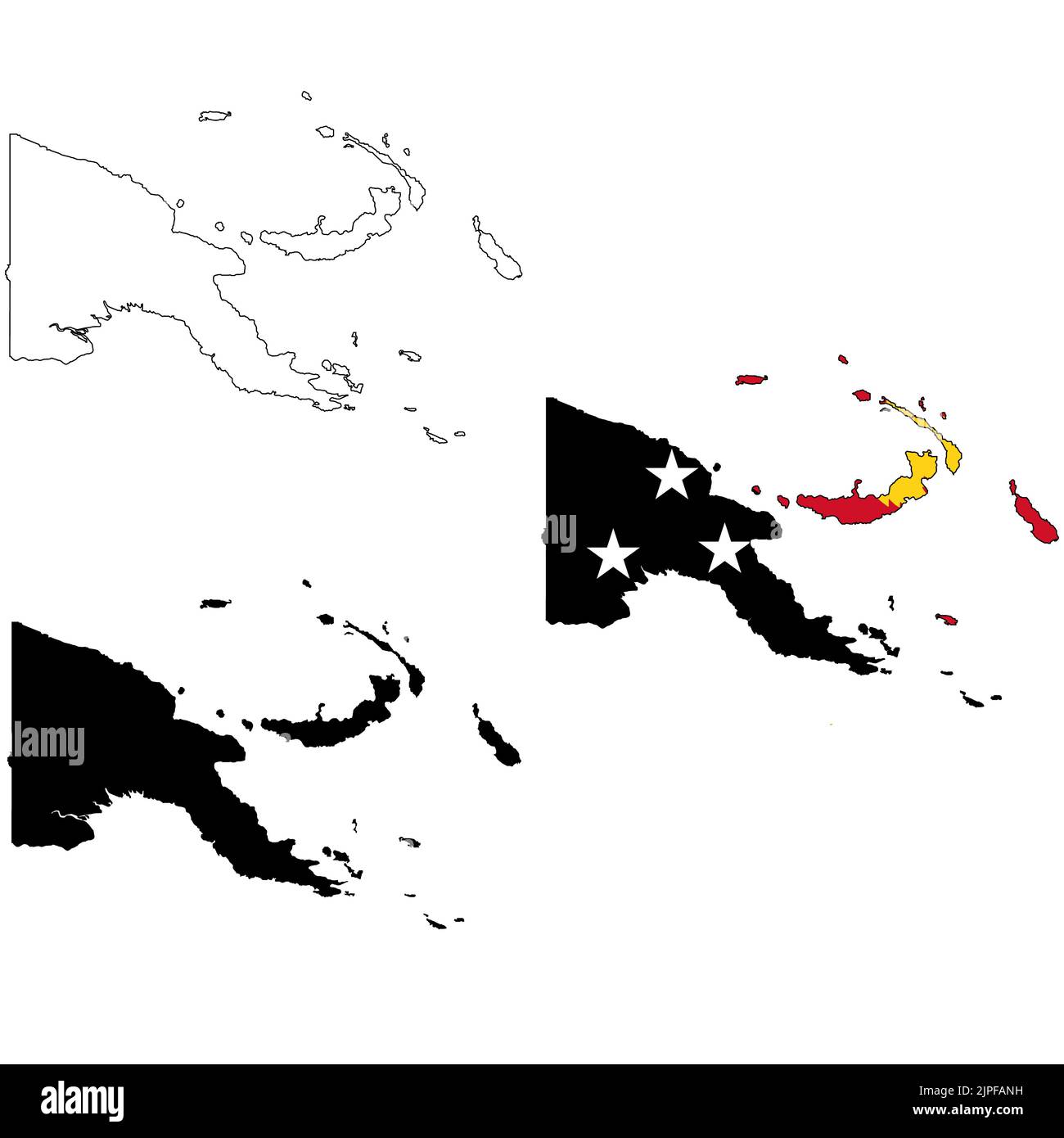 Map Of Papua New Guinea With Flag Outline Map Papua New Guinea Papua New Guinea Vector Map