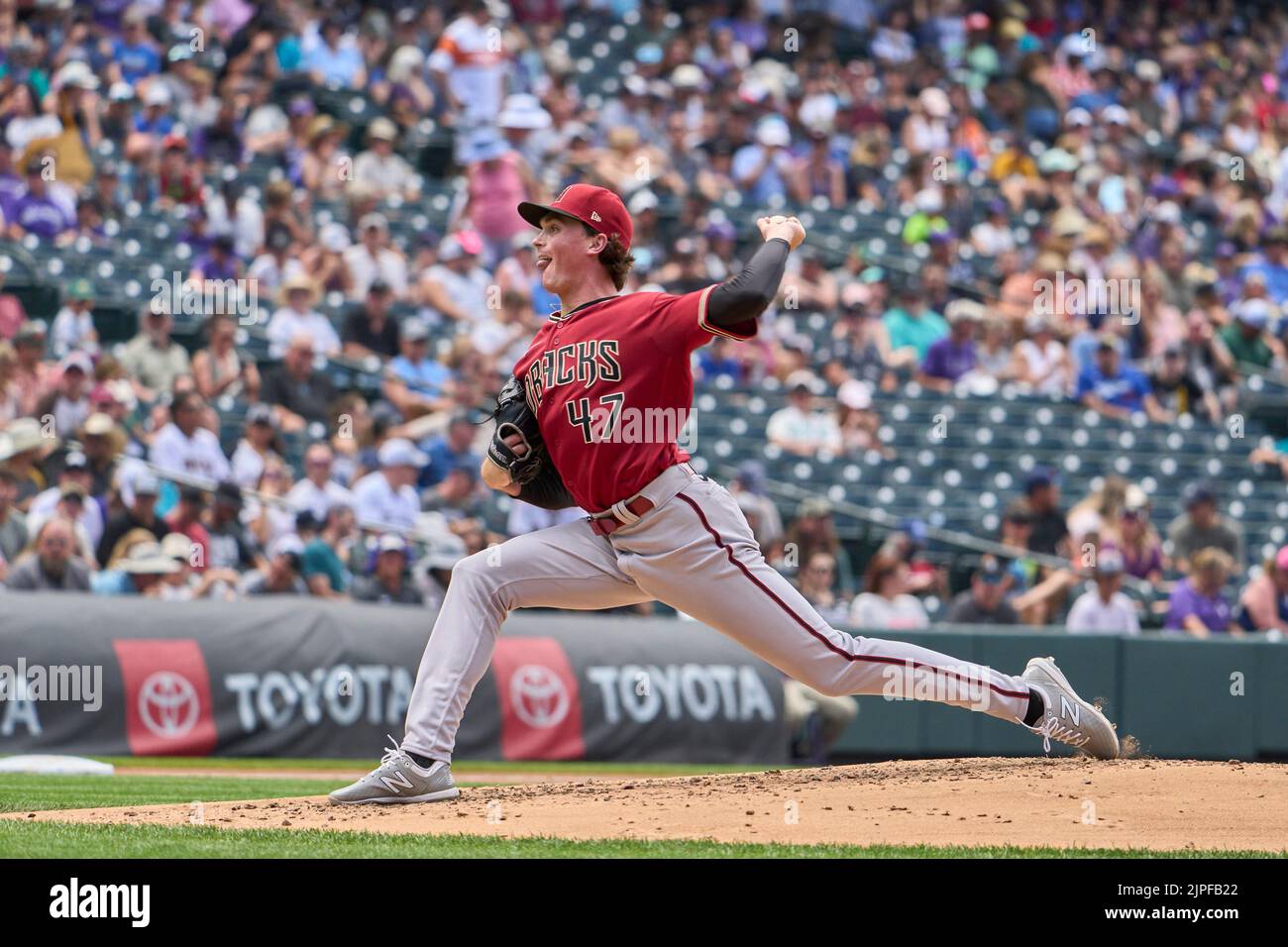 August 14 2022: Arizona pitcher Tommy Henry (47) throws a pitch during ...