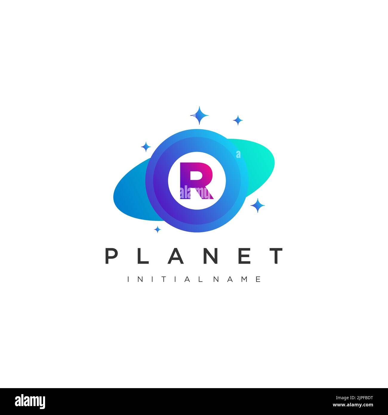 Initial Letter R Circle with Orbit for Planet vector Stock Vector Image ...
