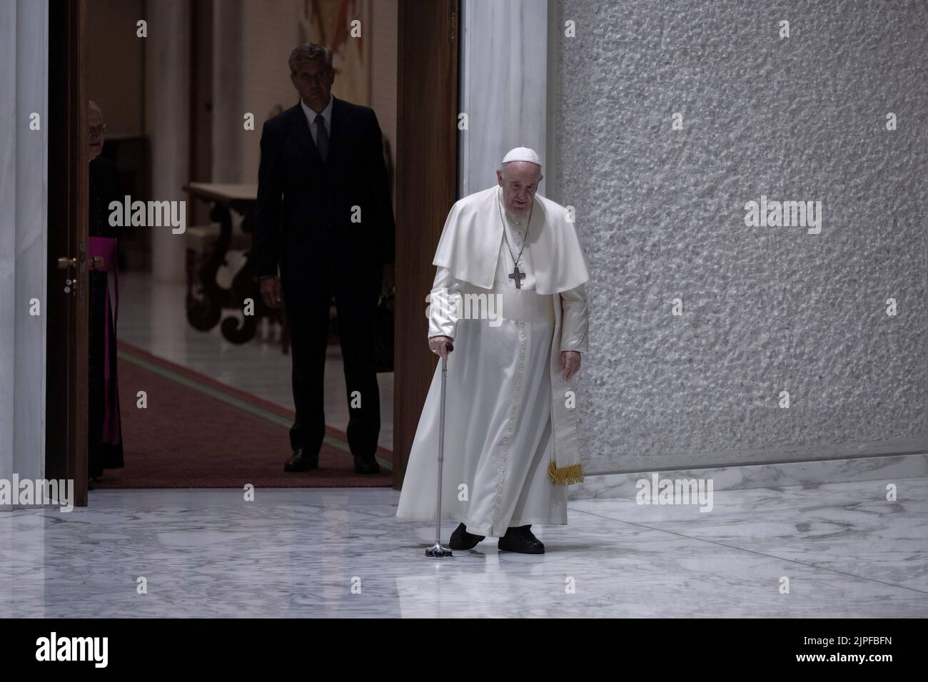 Vatican City, Vatican, 17 August 2022. Pope Francis arrives walking ...