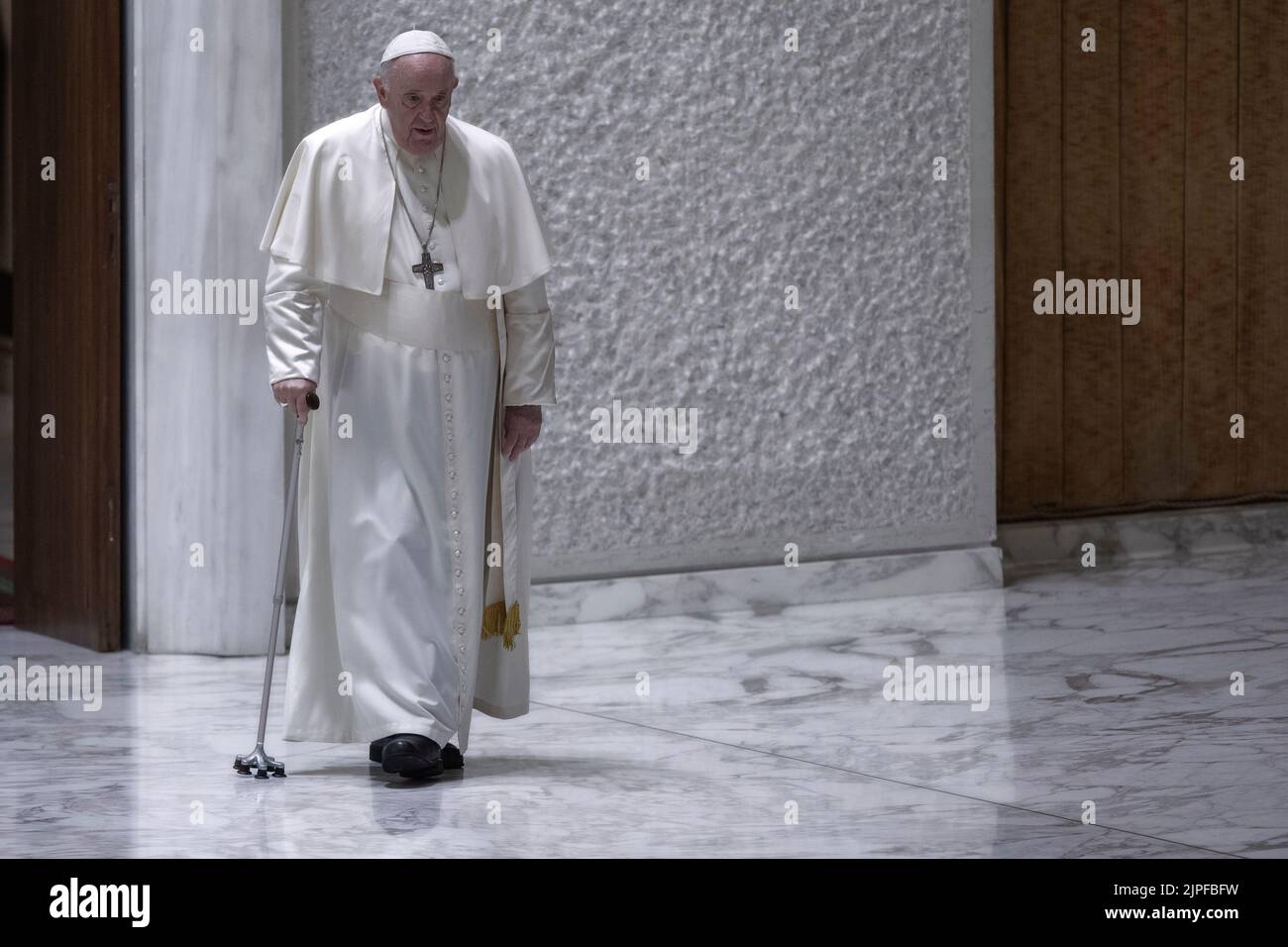 Vatican City, Vatican, 17 August 2022. Pope Francis arrives walking ...