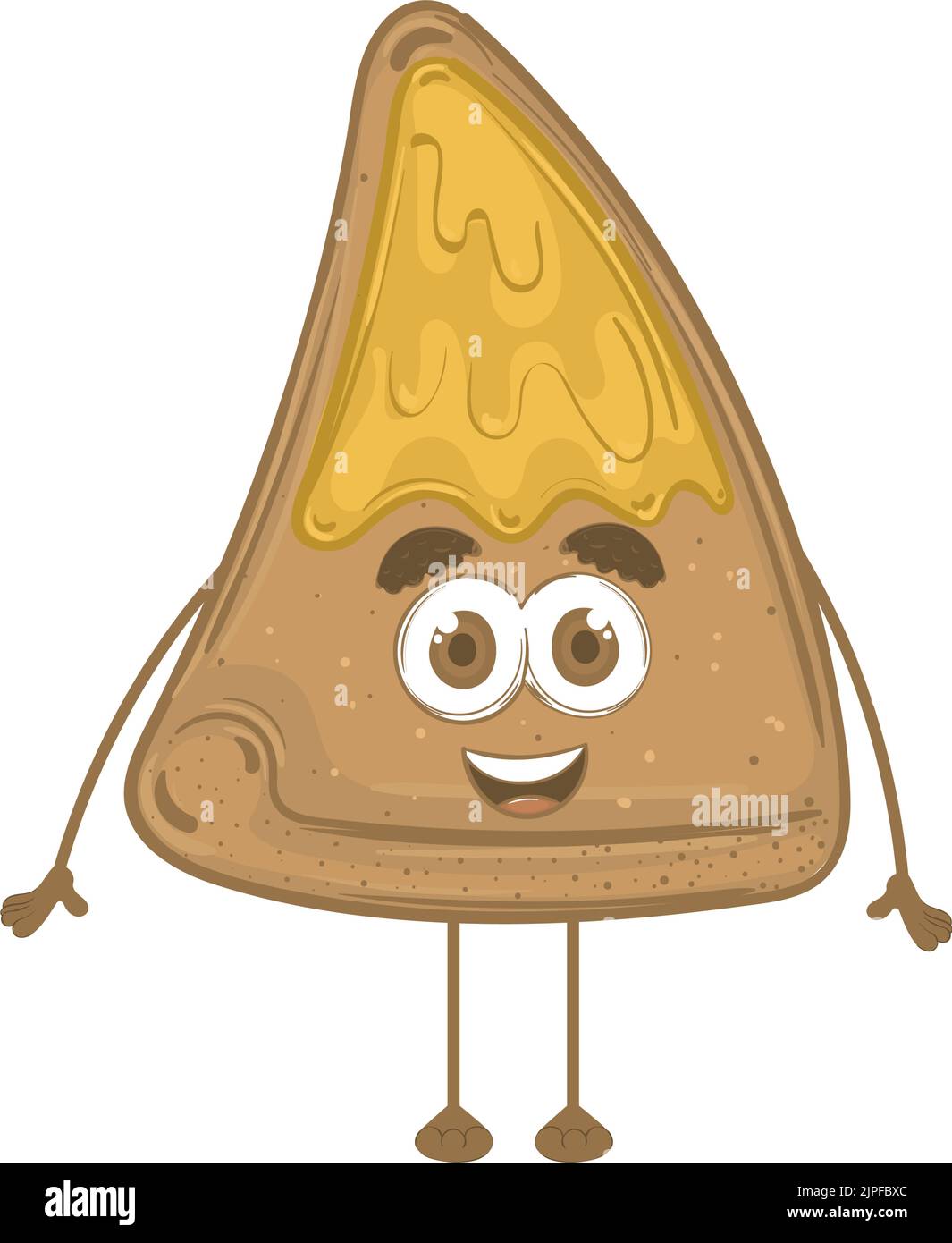 Isolated cheese pizza slice cartoon kawaii Fast food Vector Stock ...