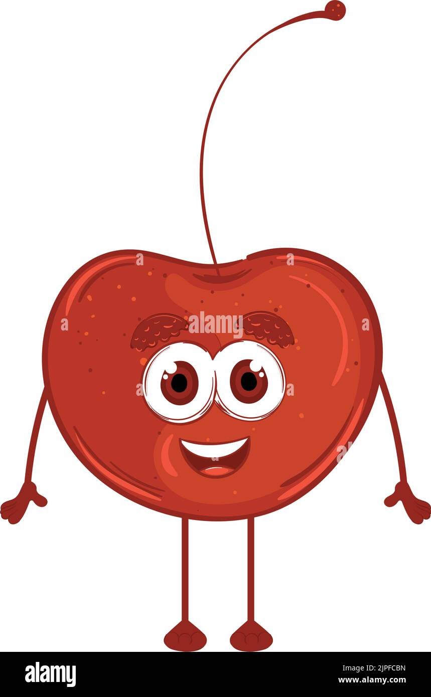 Isolated happy cherry cartoon kawiaii Vector Stock Vector Image & Art ...