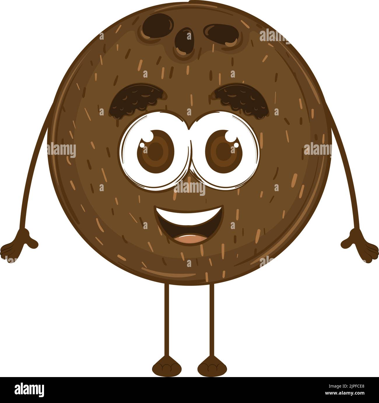 Isolated happy coconut cartoon kawaii Vector Stock Vector Image & Art ...