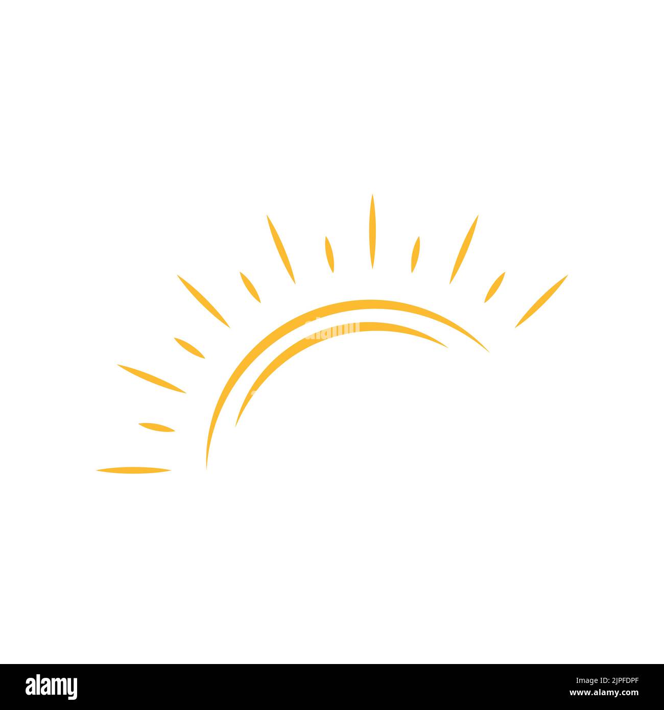 A half sun is setting downwards icon vector sunset concept for graphic ...