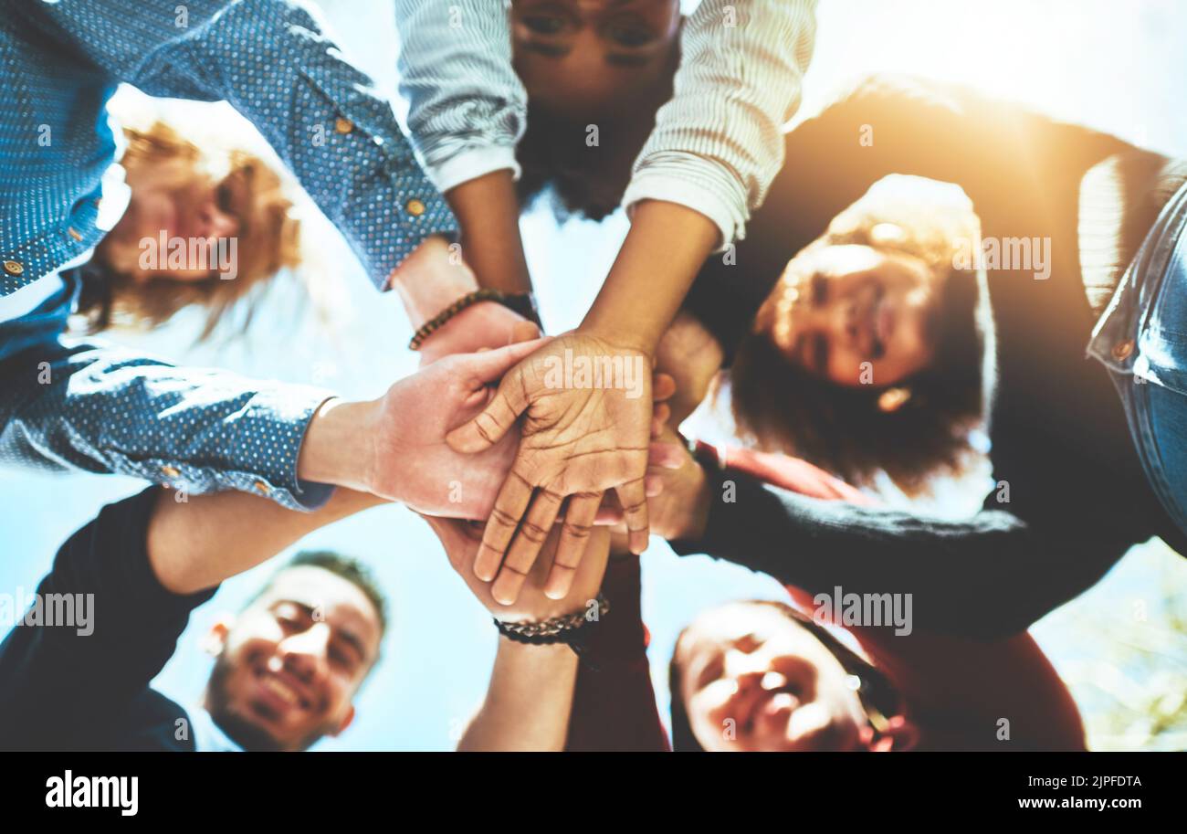 You can achieve a lot more as a team. High angle portrait of a diverse ...