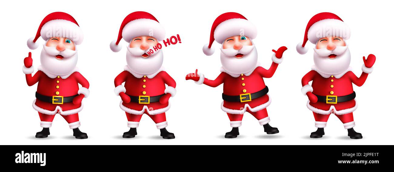 Santa claus christmas character vector set. Santa claus in 3d realistic ...