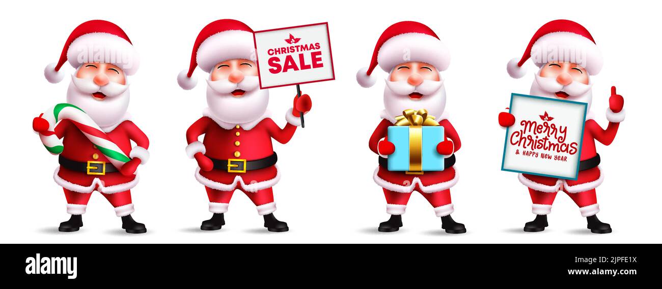 Santa claus christmas character vector set. Santa claus in 3d ...