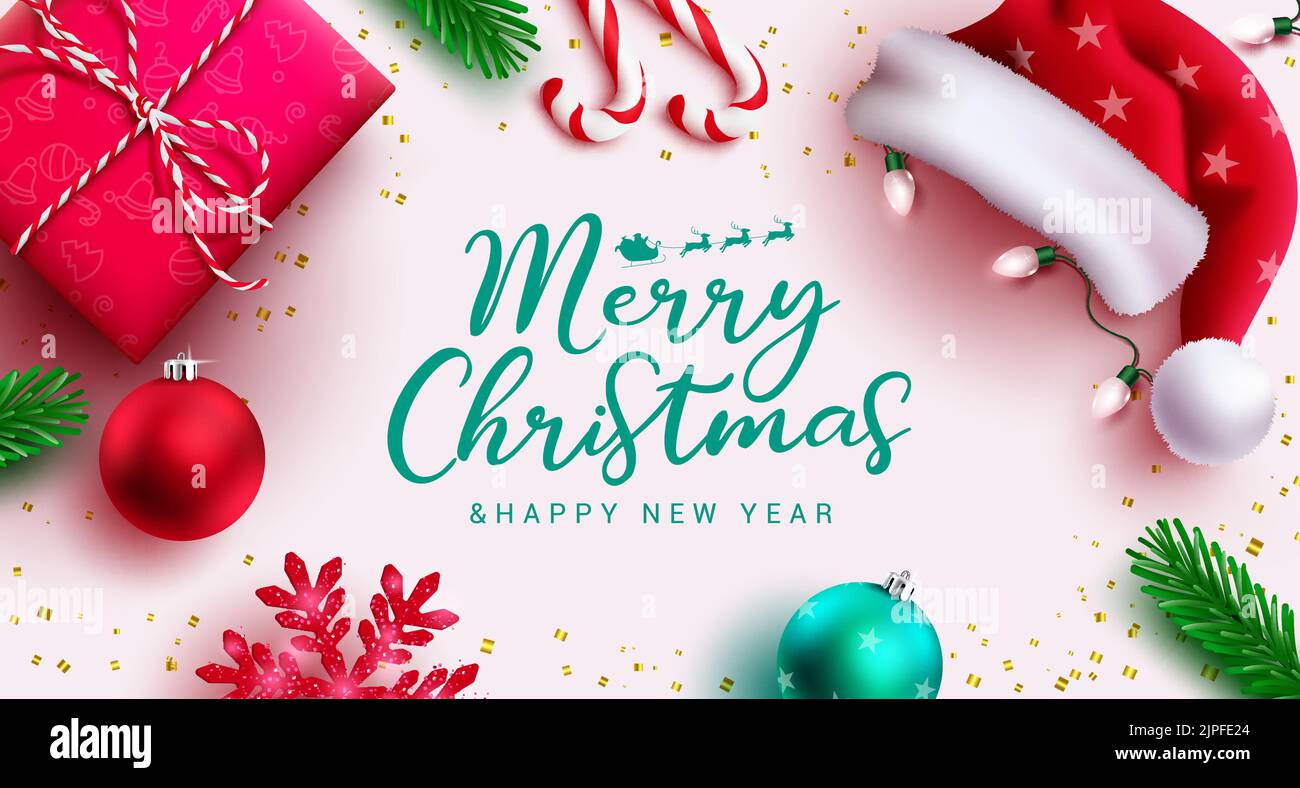 Christmas greeting vector background design. Merry christmas text with ...