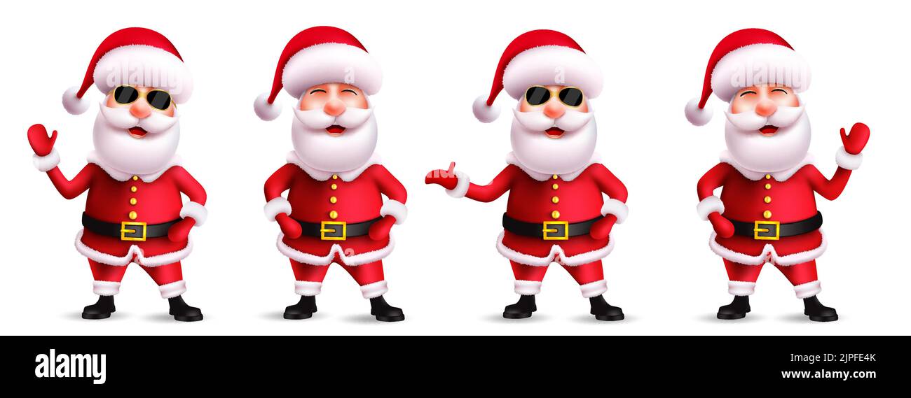 Santa claus christmas character vector set. Santa claus in 3d realistic ...