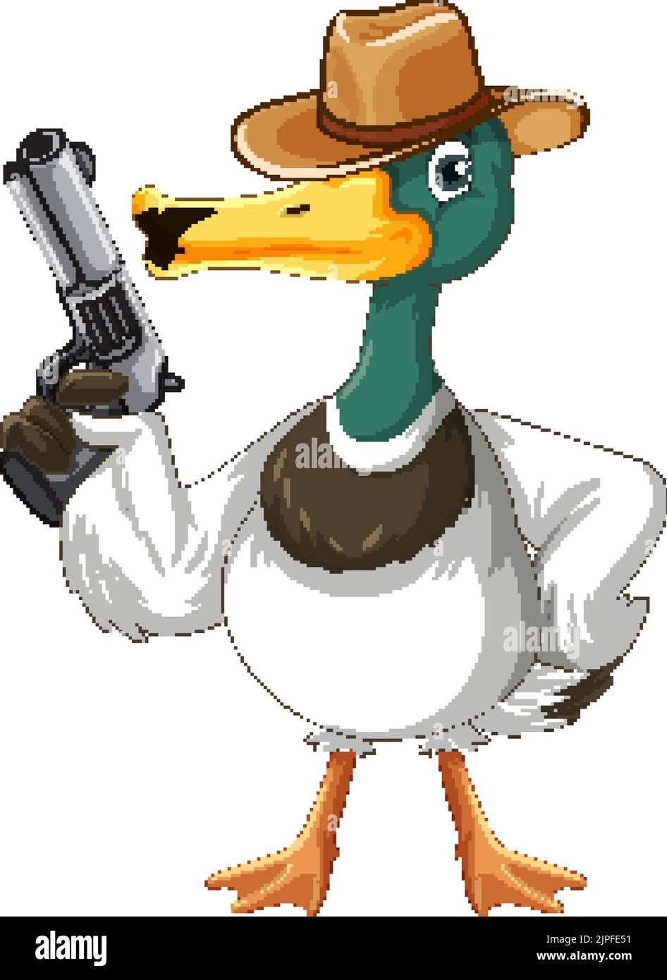 Cartoon west duck holding gun illustration Stock Vector Image & Art - Alamy