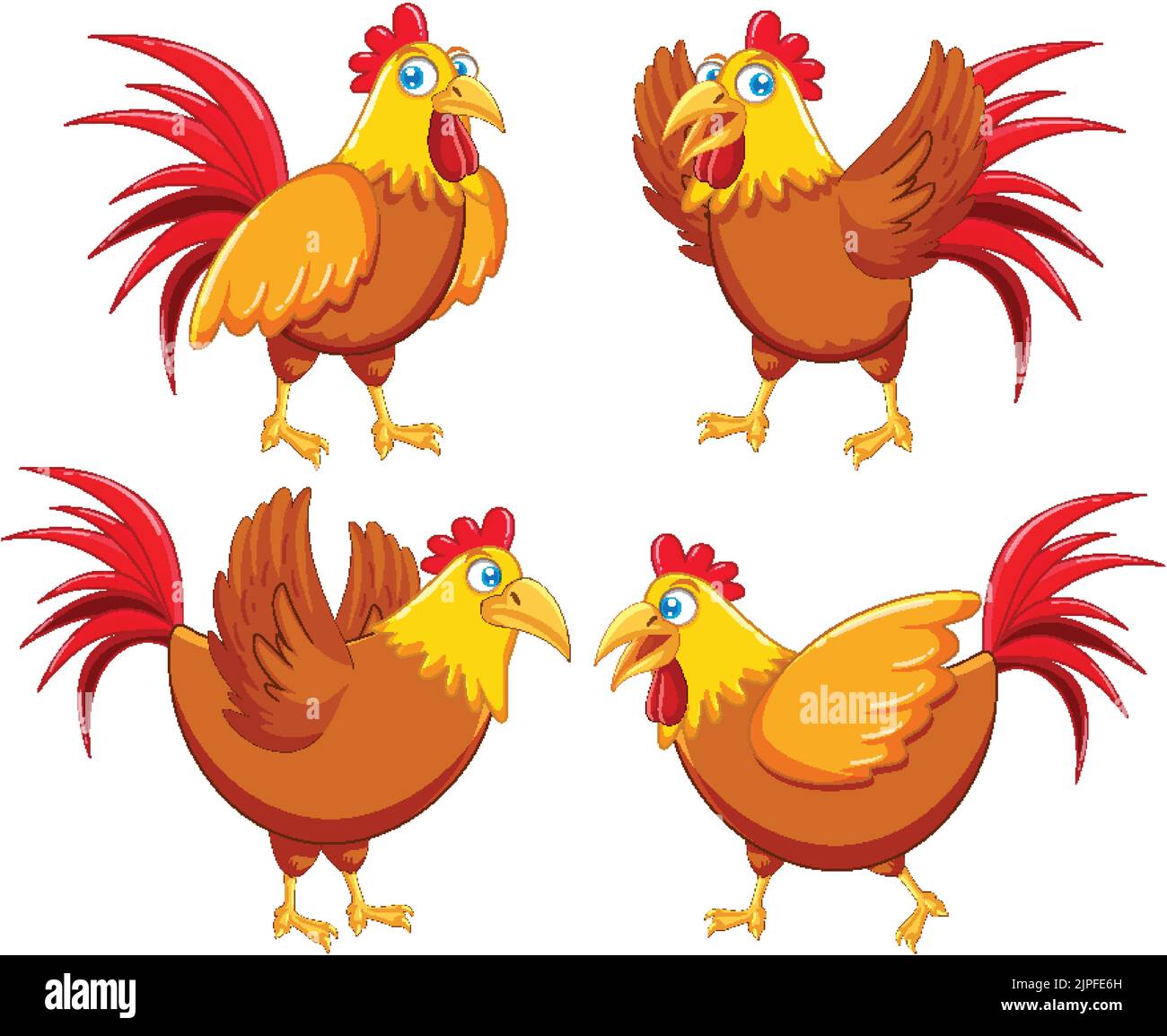 Chicken cartoon characters set illustration Stock Vector Image & Art ...