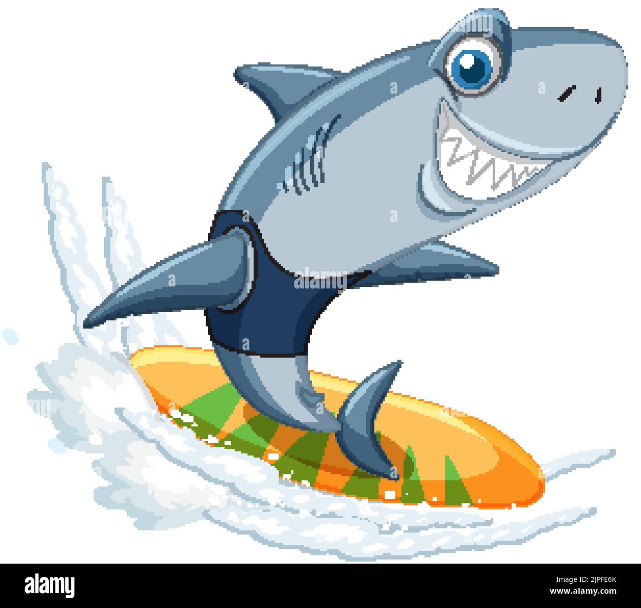 Cartoon shark on surf isolated illustration Stock Vector Image & Art ...