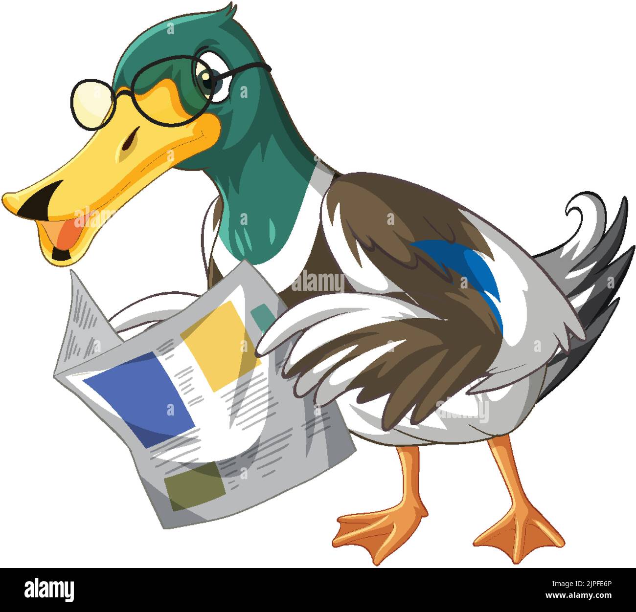 Cartoon duck reading newspaper illustration Stock Vector Image & Art ...