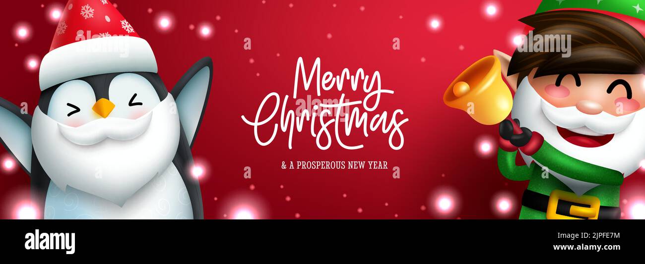 Christmas character greeting vector design. Merry christmas text with ...
