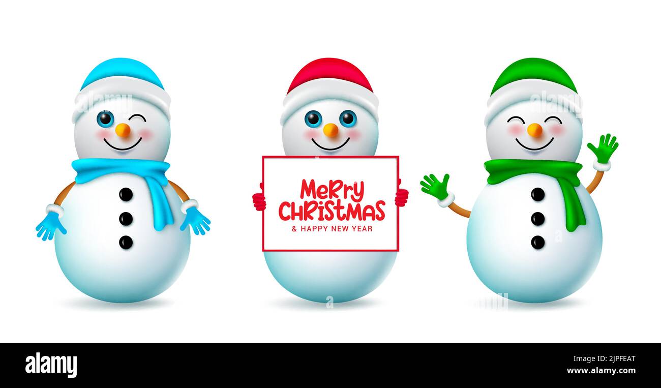 Christmas snowman character vector set. Christmas snow man characters ...