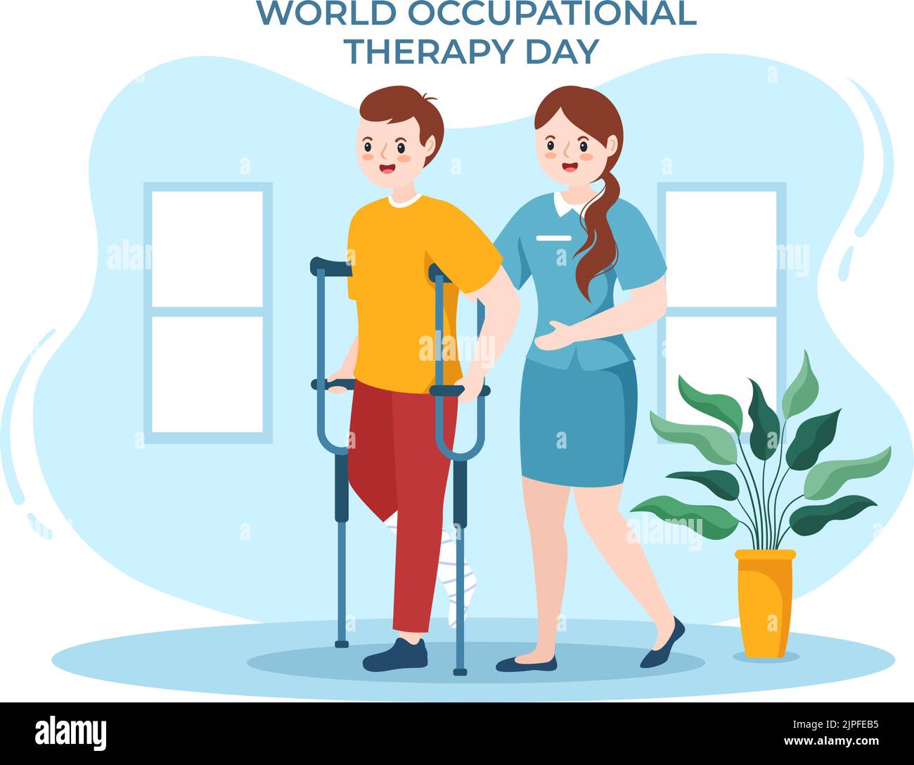 World Occupational Therapy Day Celebration Hand Drawn Cartoon Flat ...