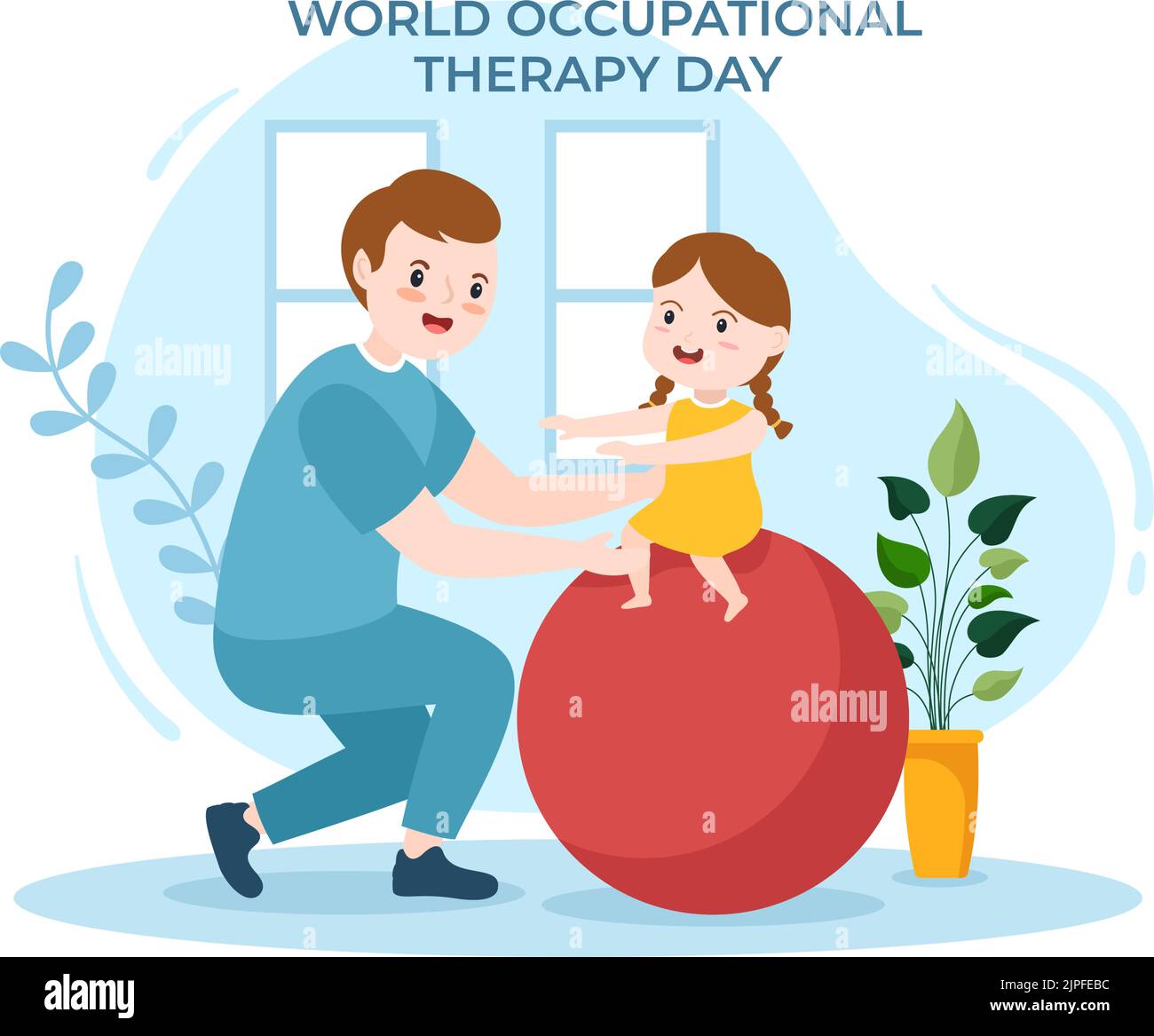 World Occupational Therapy Day Celebration Hand Drawn Cartoon Flat ...