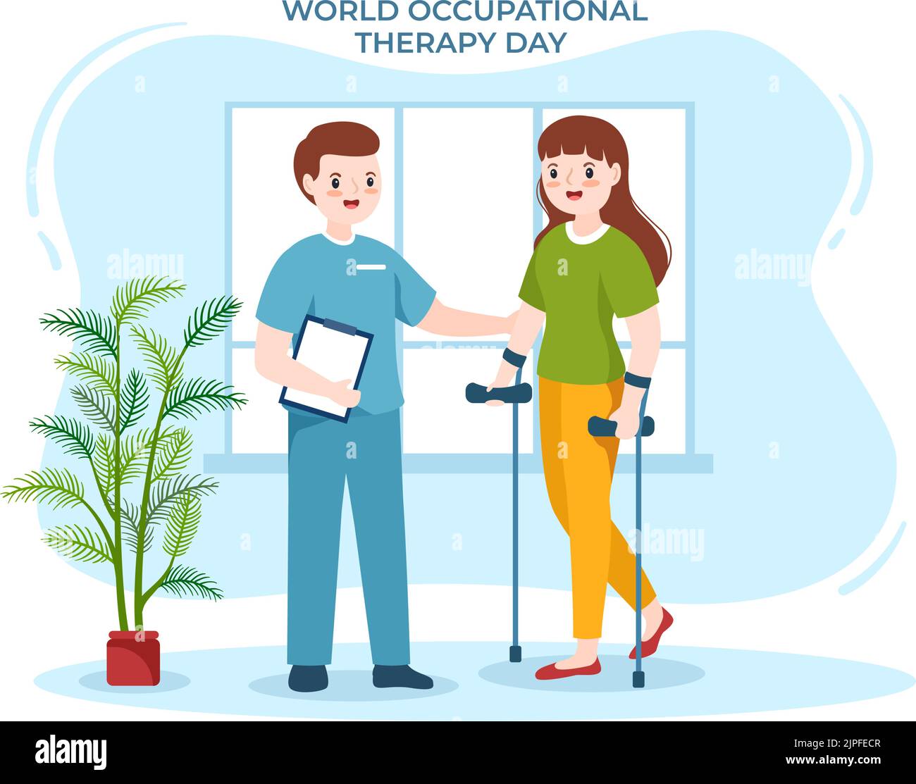World Occupational Therapy Day Celebration Hand Drawn Cartoon Flat ...