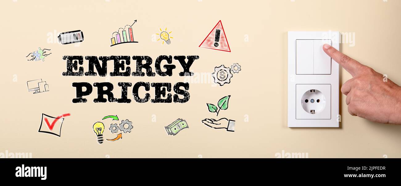 Energy Prices concept. Illustrated icons on a light background Stock ...