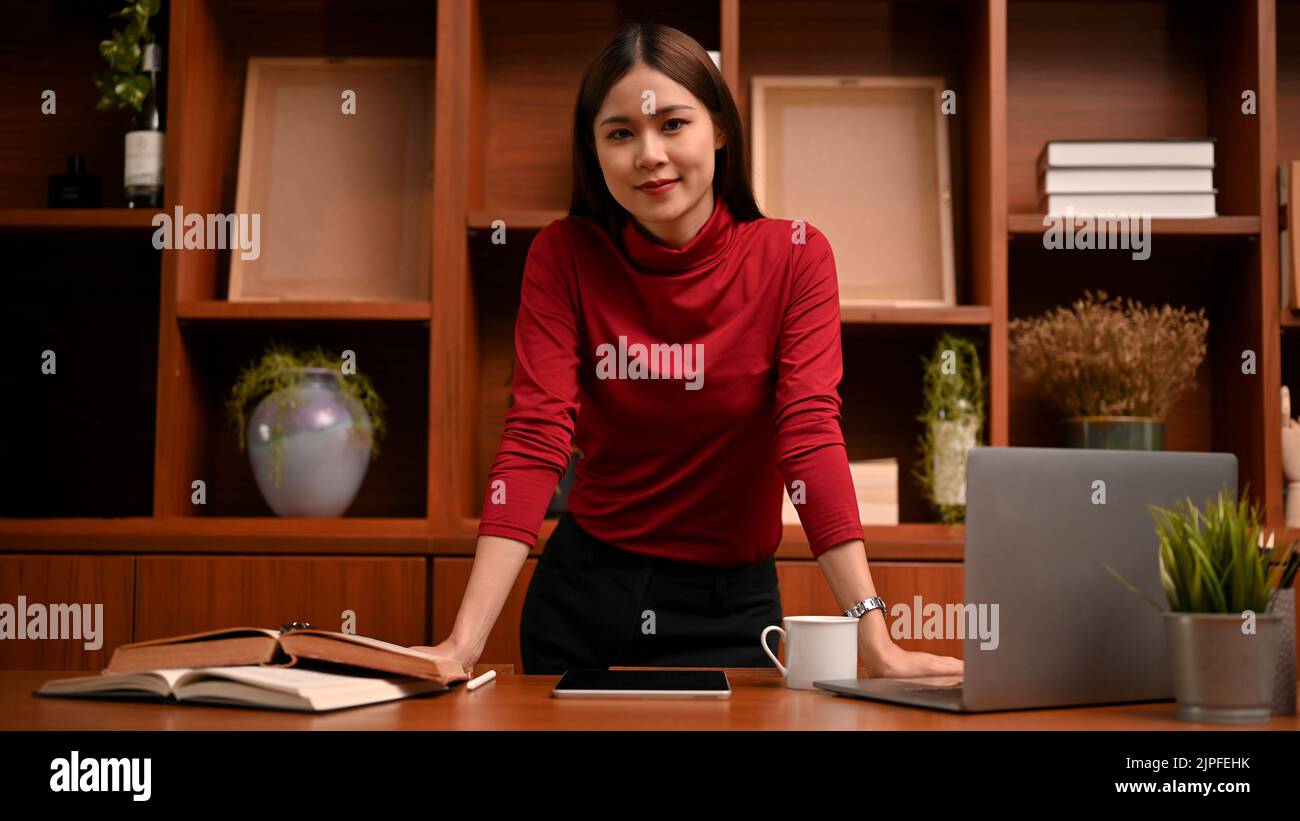 Portrait, Attractive and successful young Asian businesswoman or female ...