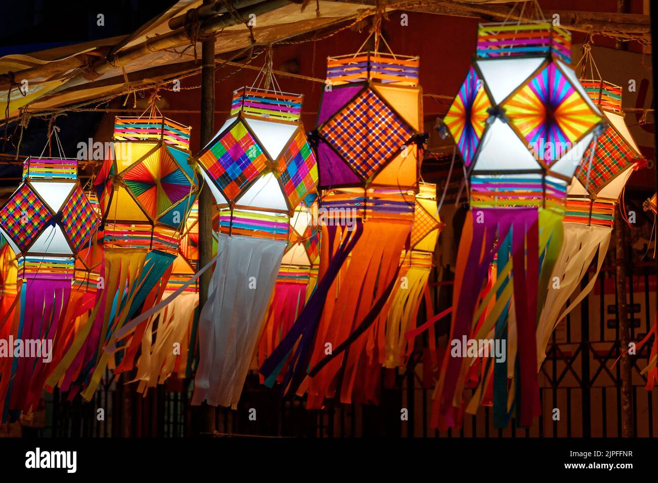 Colorful traditional Lanterns in Various Shapes Akash kandil (Diwali ...