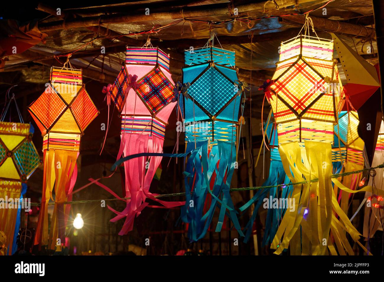Colorful traditional Lanterns in Various Shapes Akash kandil (Diwali ...